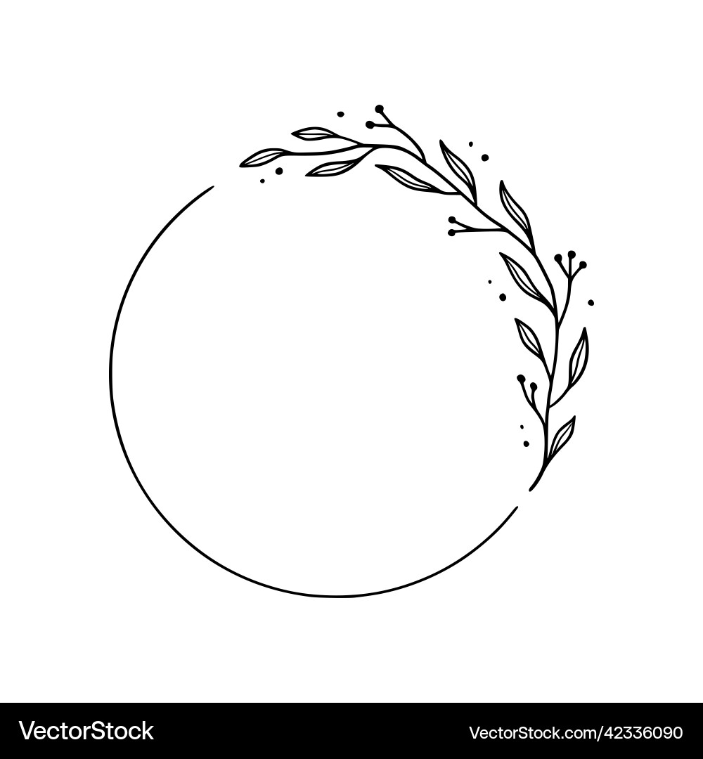 Floral circle frame elegant wreath round border Vector Image