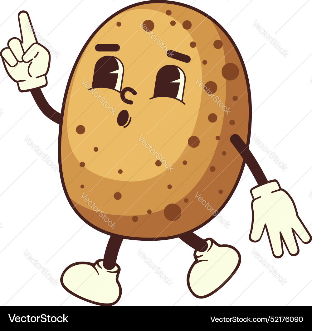 Funny cartoon walking potato Royalty Free Vector Image