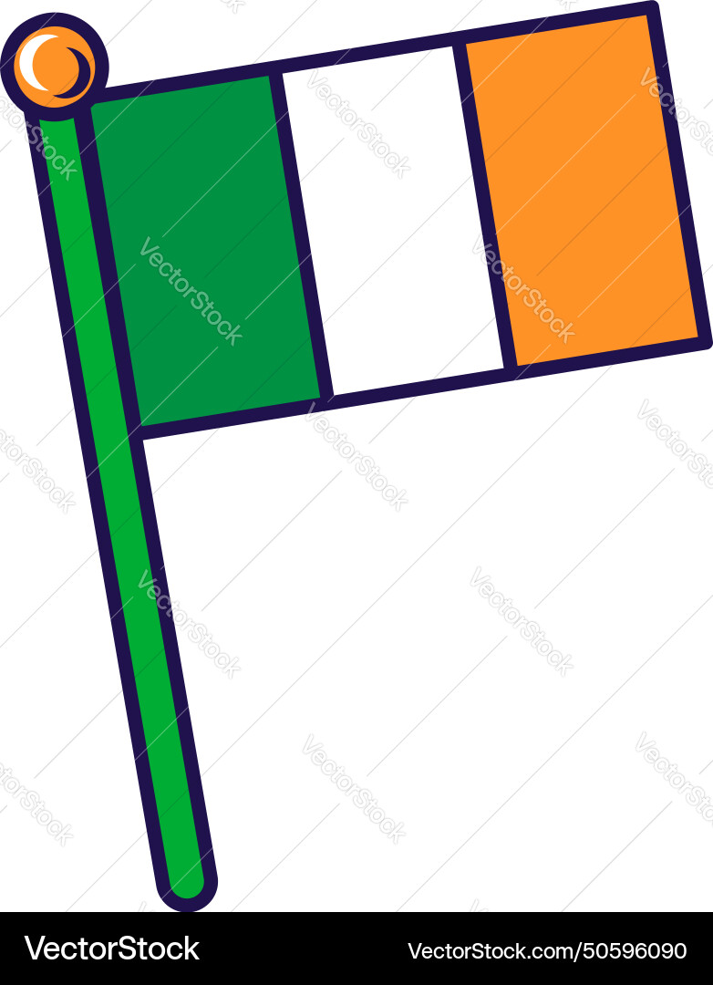 Ireland country miniature flagpole flag Royalty Free Vector