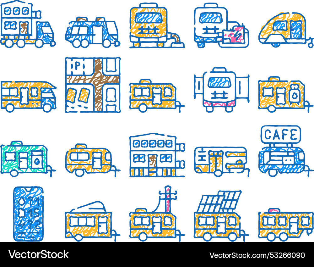 Modular house trailer icon hand drawn Royalty Free Vector