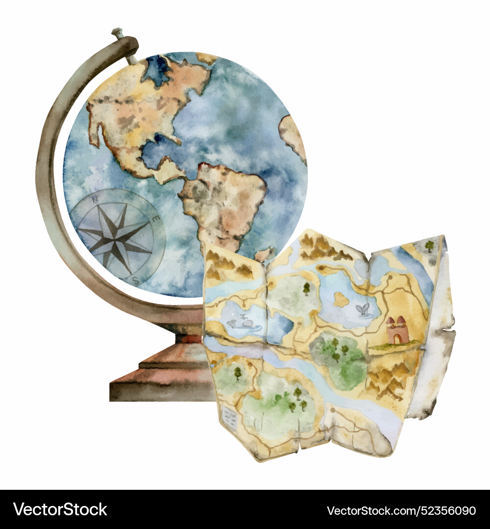 Navigation orientation unfolded map and old Vector Image