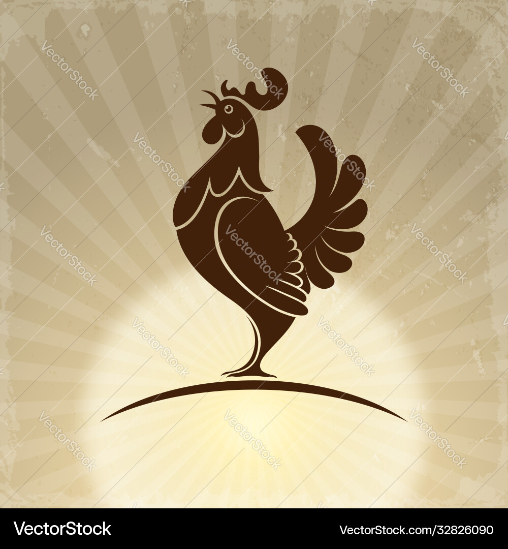 Rooster symbol on retro background Royalty Free Vector Image