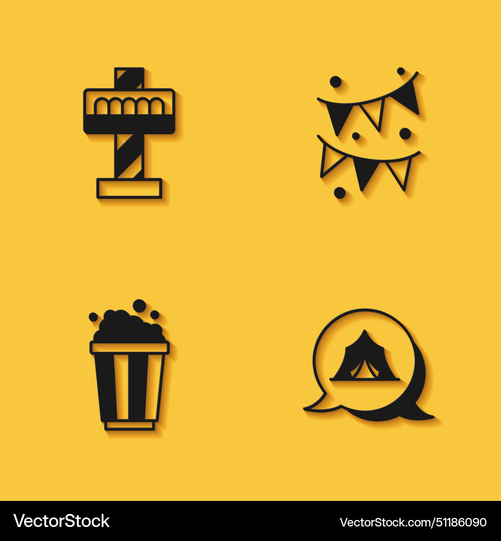 Set attraction carousel circus tent popcorn Vector Image