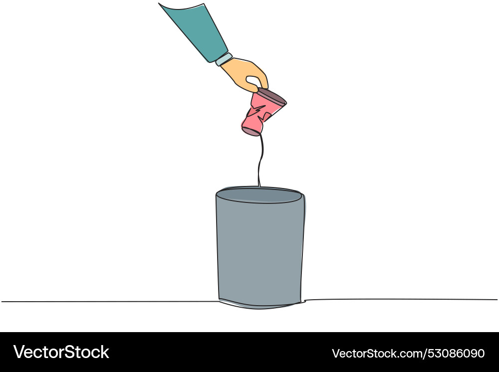 Single one line drawing businessman hand throws Vector Image