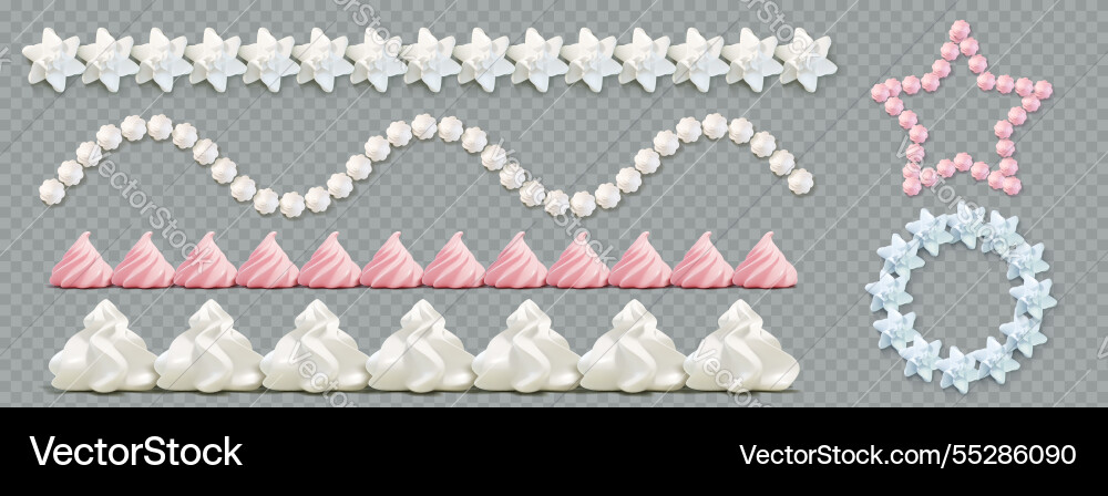 Whipped cream 3d decorative borders Royalty Free Vector