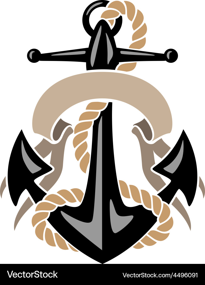 Anchor with rope and banner Royalty Free Vector Image