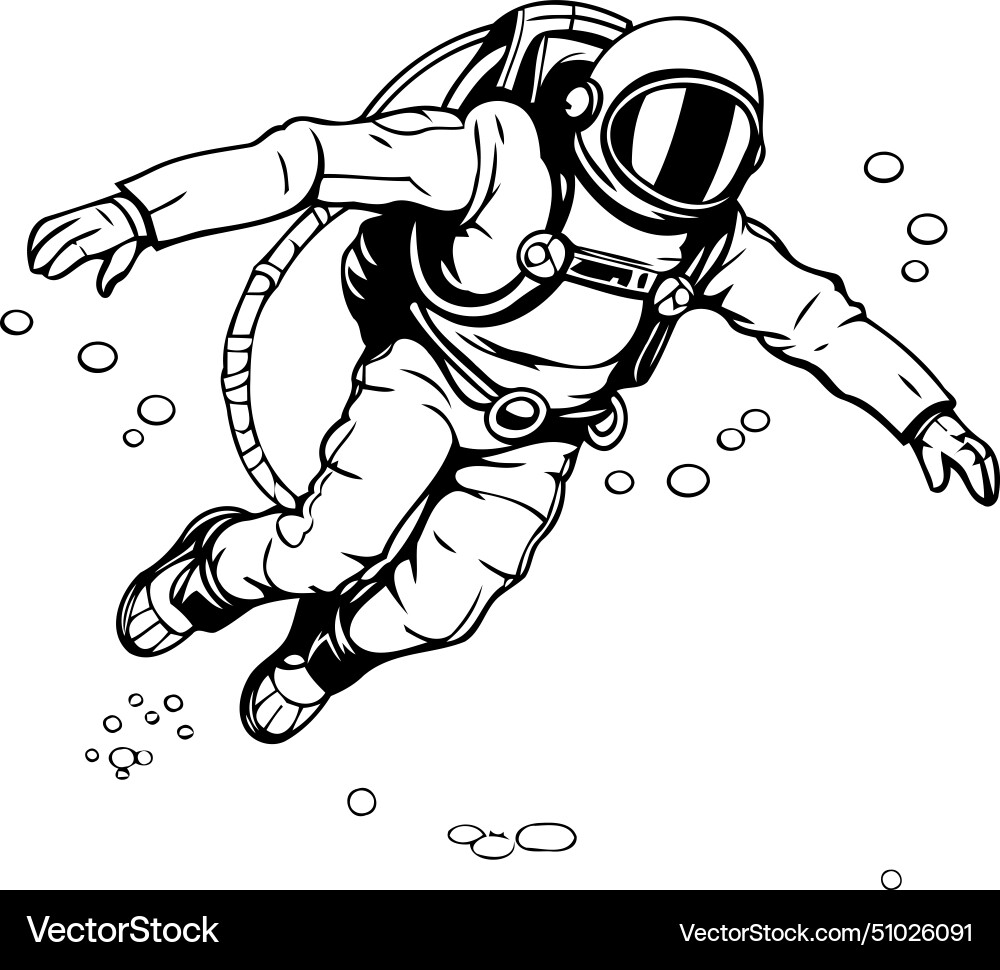 Astronaut in spacesuit flying space Royalty Free Vector