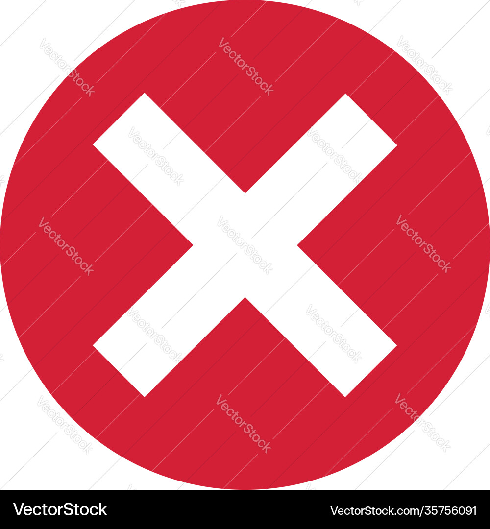 Cross sign x icon isolated on white background Vector Image