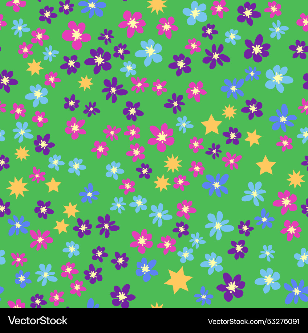 Ditsy floral seamless pattern flowers and stars Vector Image