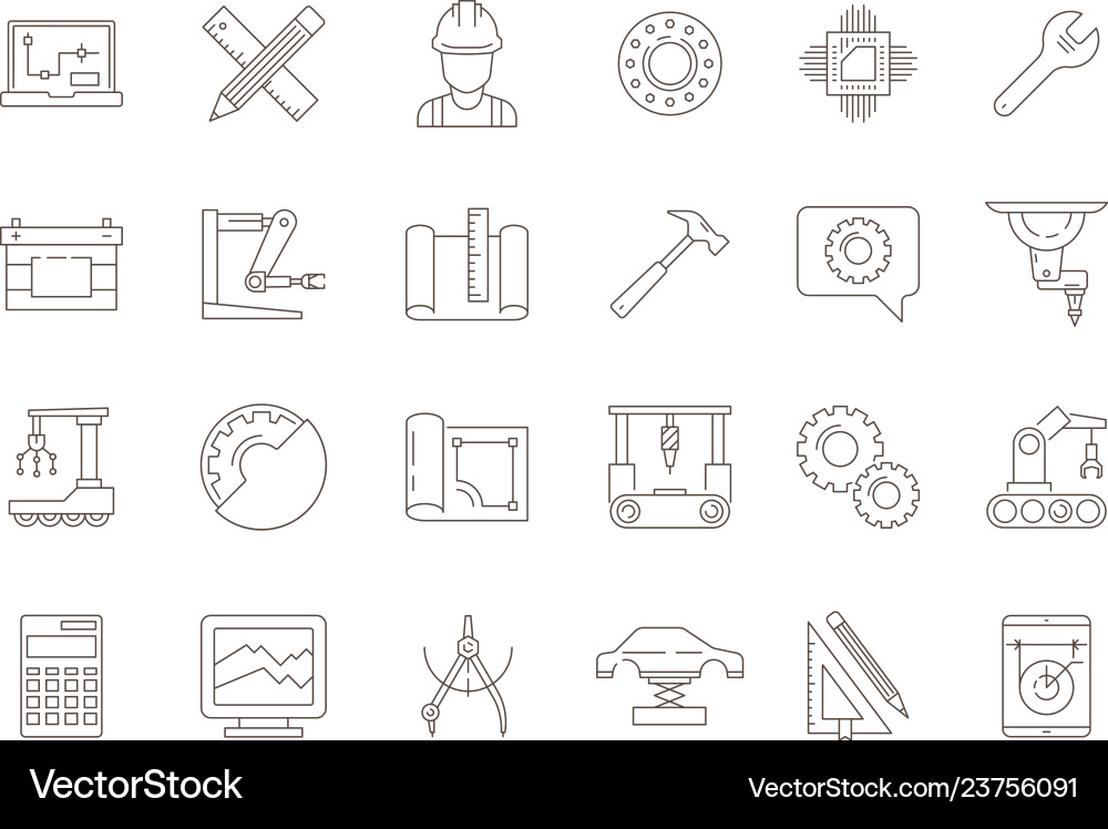 Engineering symbols manufacturing civil chip Vector Image