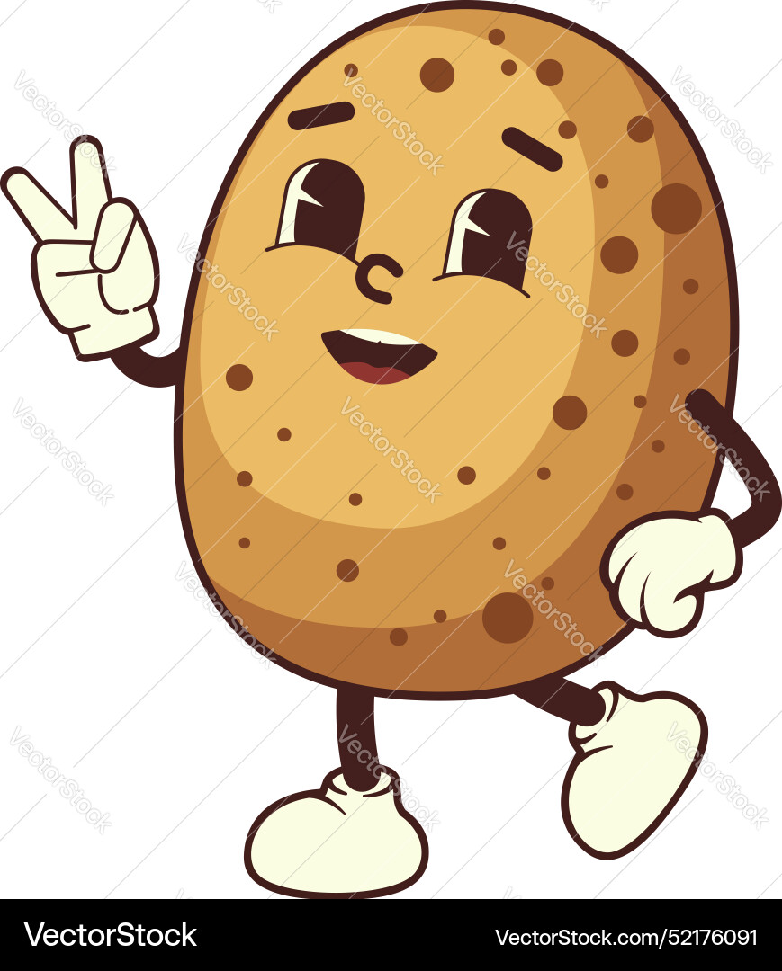 Funny cartoon walking potato Royalty Free Vector Image