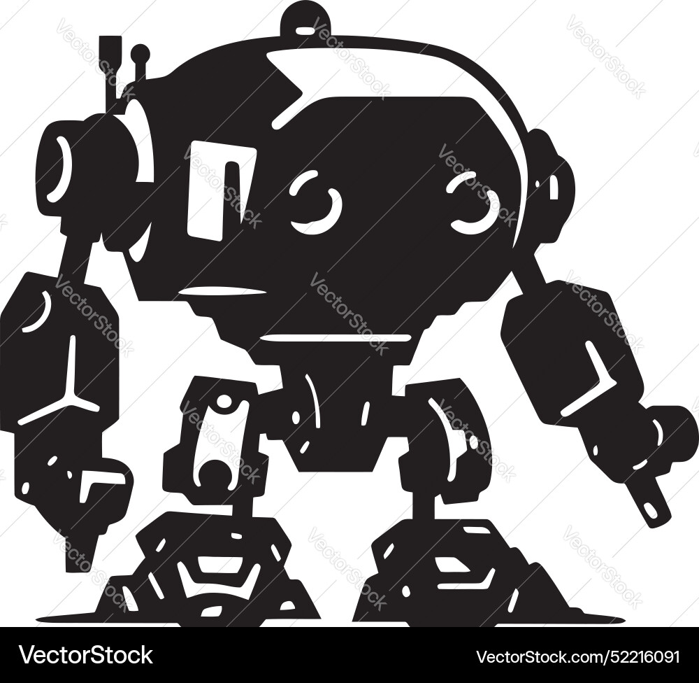 Little warrior cute tiny combat bot icon tiny Vector Image