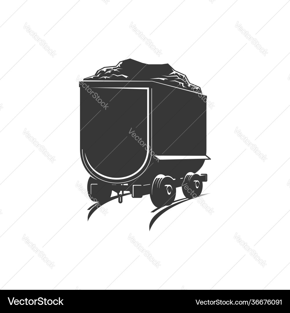 Mining railroad trolley with coal or rock isolated