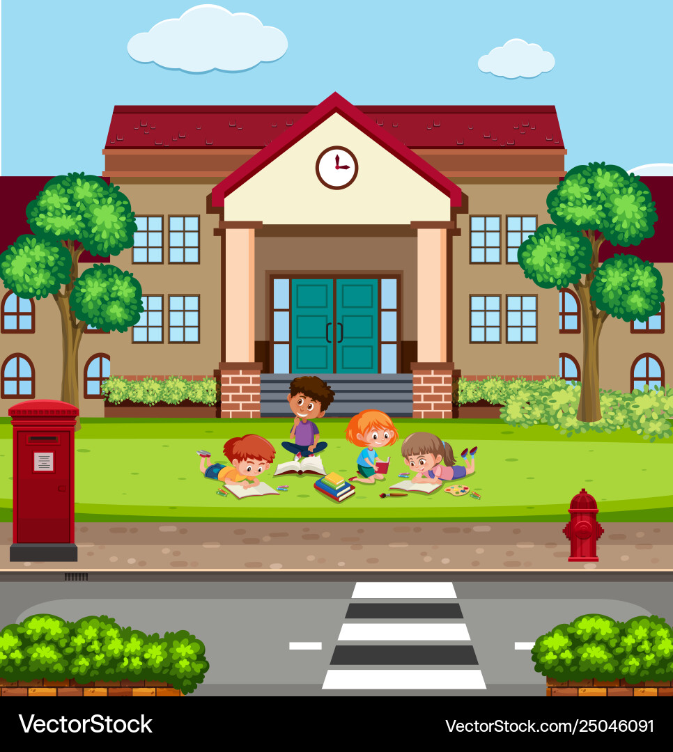 Students at school Royalty Free Vector Image - VectorStock
