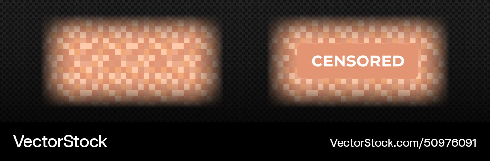 Unwanted censored pixel frame banner Royalty Free Vector