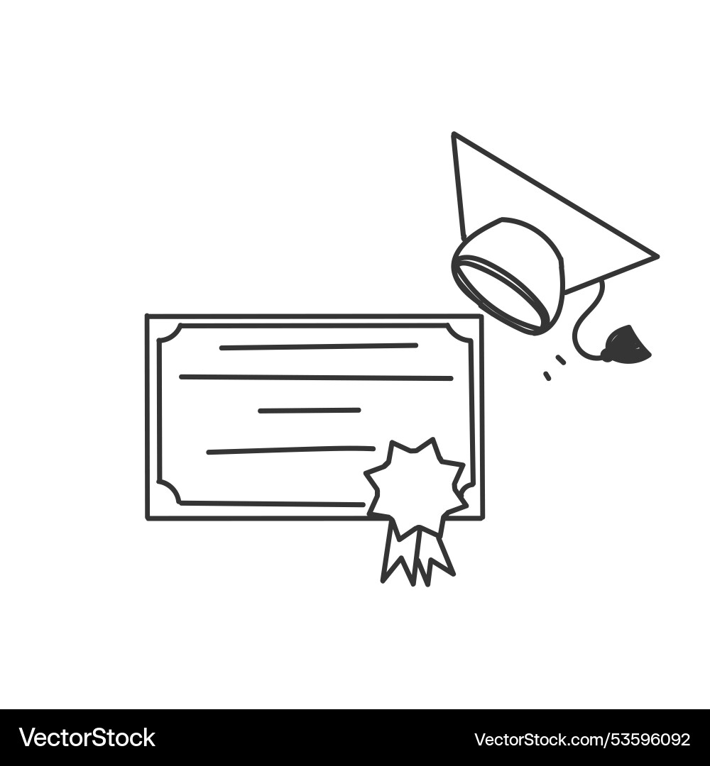 Graduation certificate and hat Royalty Free Vector Image