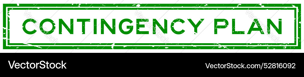 Grunge green contingency plan word square rubber Vector Image