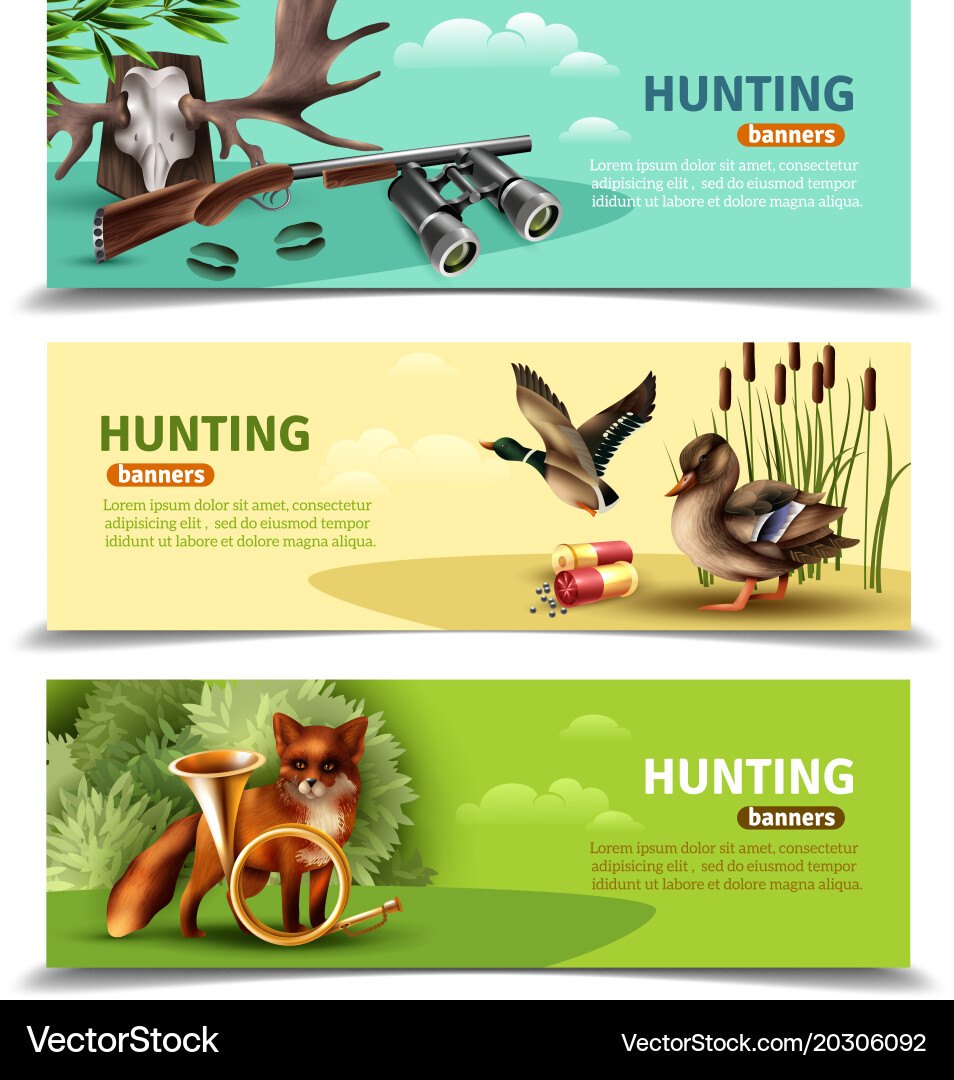 Hunting horizontal banners Royalty Free Vector Image