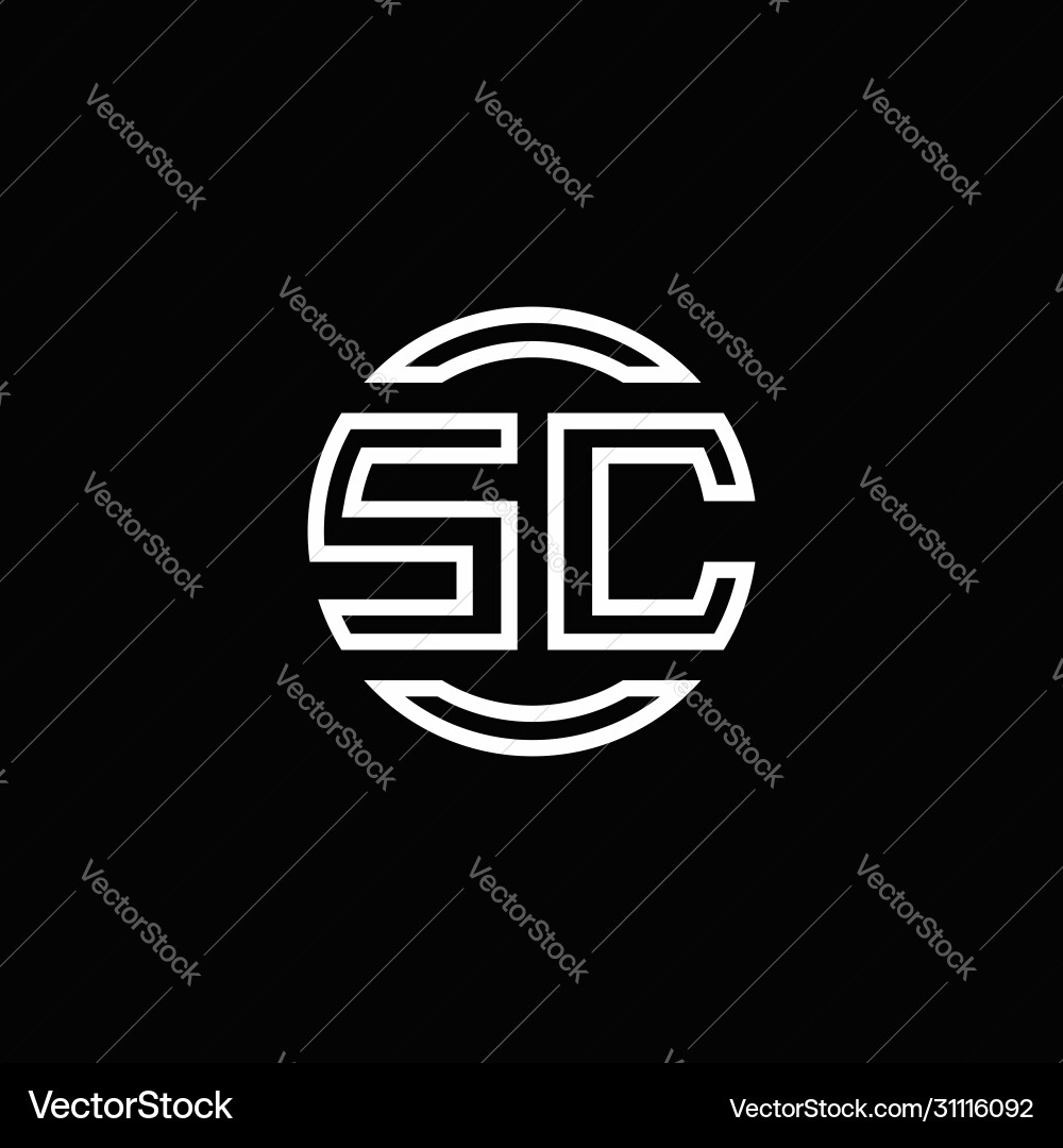 Sc logo monogram with negative space circle Vector Image