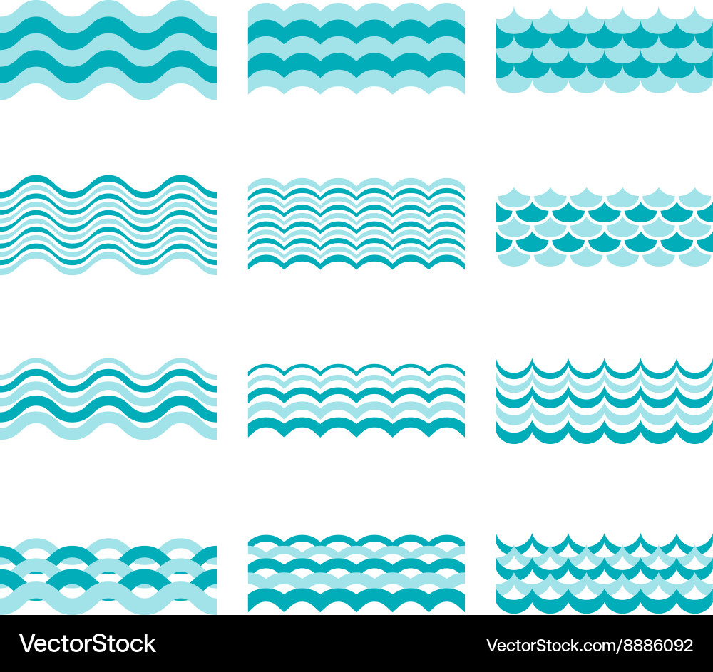 Seamless blue wave patterns Royalty Free Vector Image