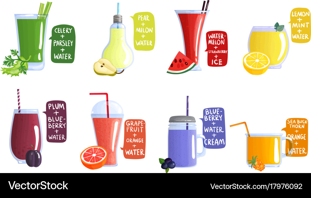 Smoothie Recipe Icons Royalty Free Vector Image