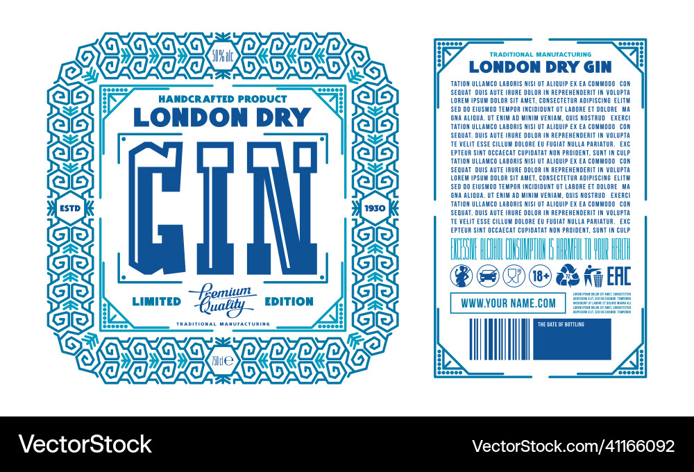 Template decorative label for london dry gin Vector Image