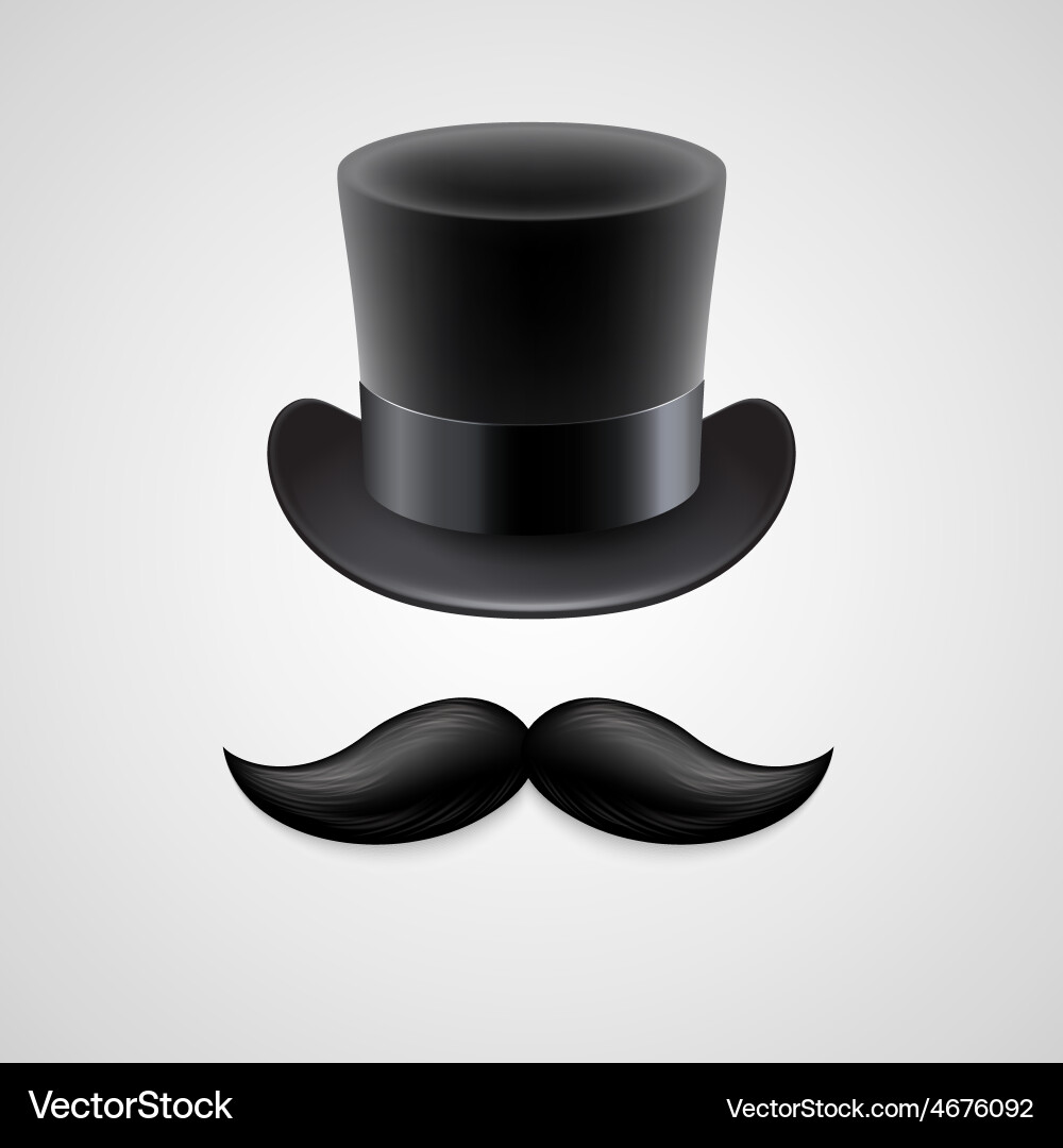 Vintage top hat mustaches Royalty Free Vector Image