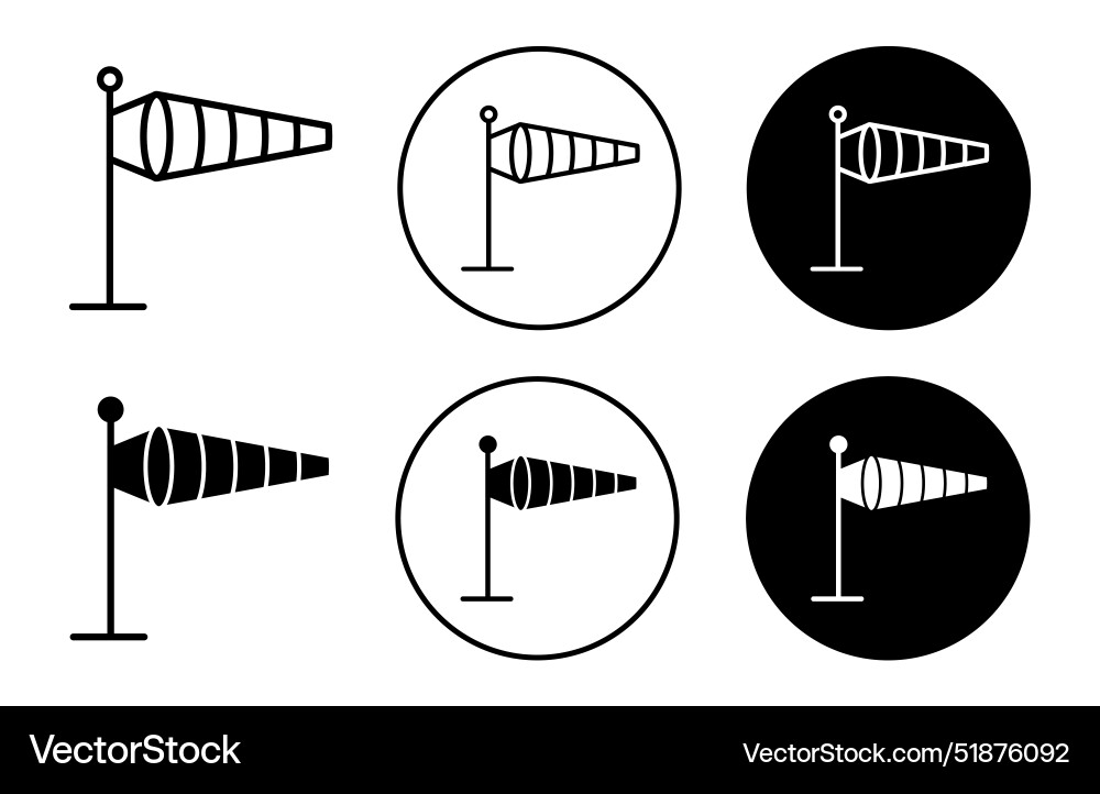 Wind cone icon outline flat Royalty Free Vector Image