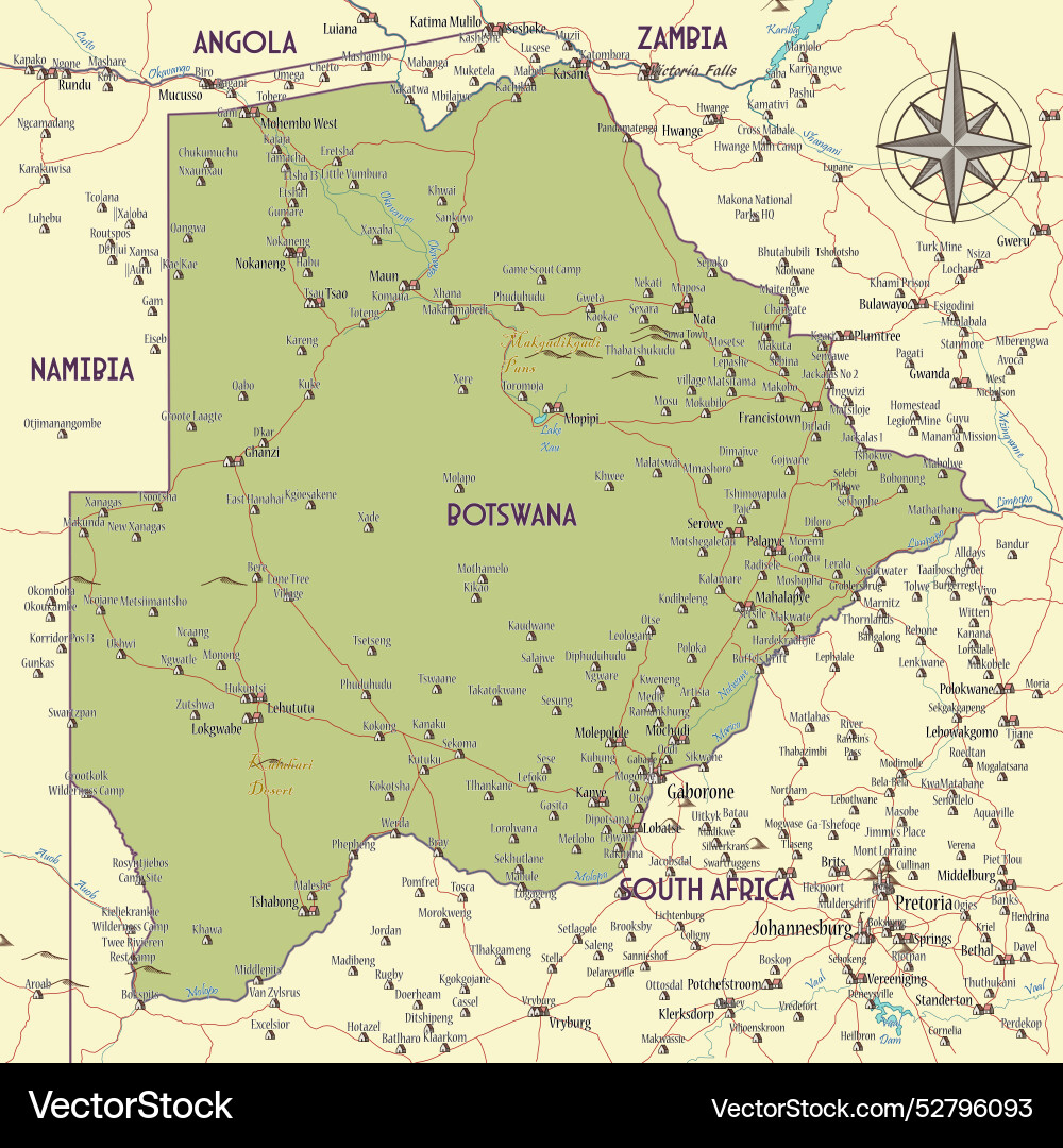 Artistic map of botswana Royalty Free Vector Image