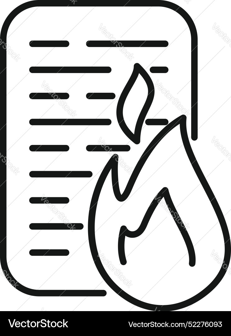 Burning document icon representing destroyed Vector Image