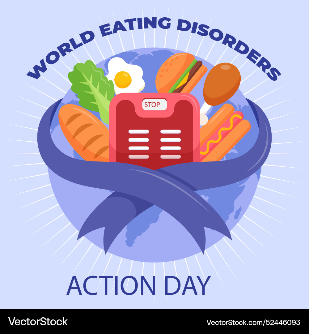 Cartoon world eating disorders action day Vector Image