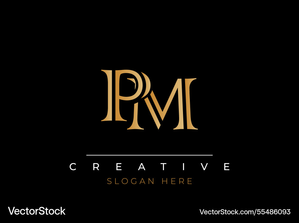 Creative pm luxury logo Royalty Free Vector Image