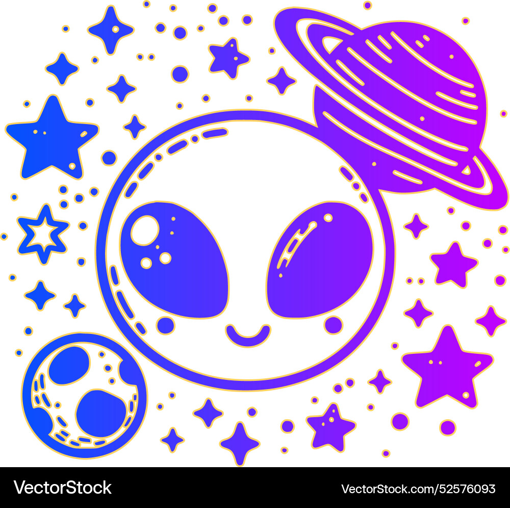 Cute alien pattern design Royalty Free Vector Image