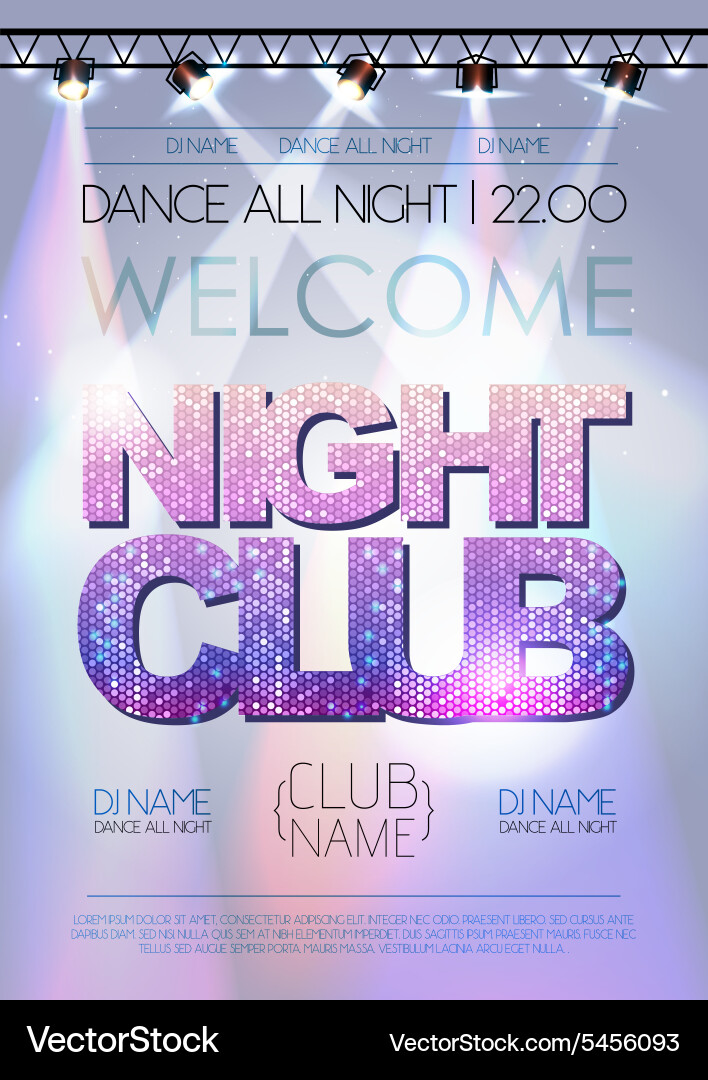 Disco background night club poster Royalty Free Vector Image