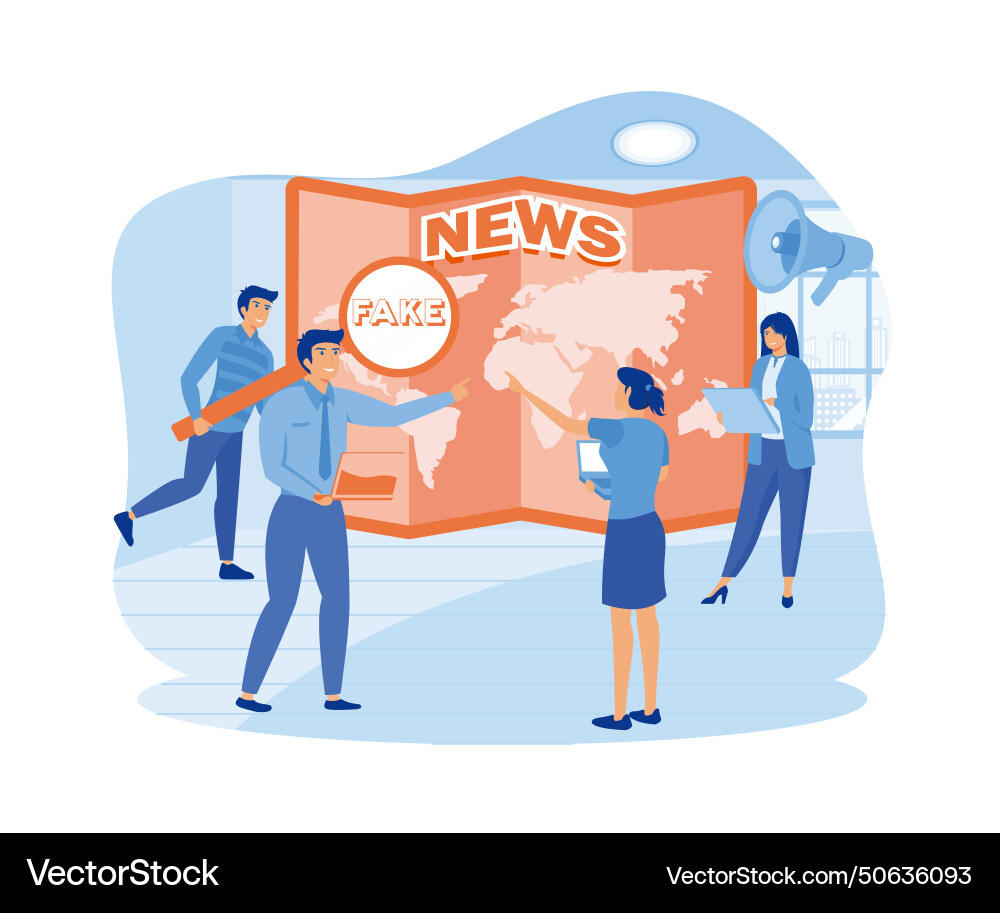 Fake news and gossips tiny people reading Vector Image