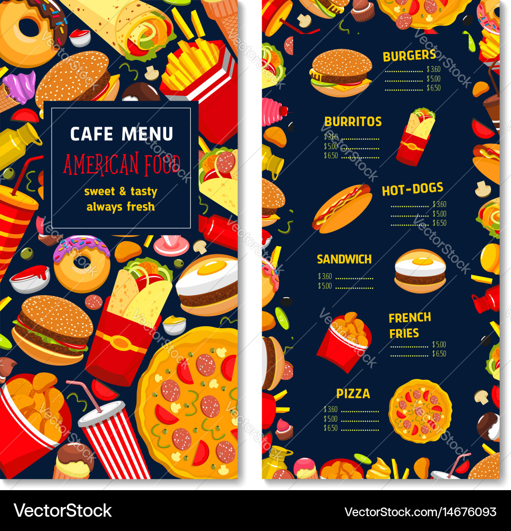 Fast Food Menu Template Royalty Free Vector Image