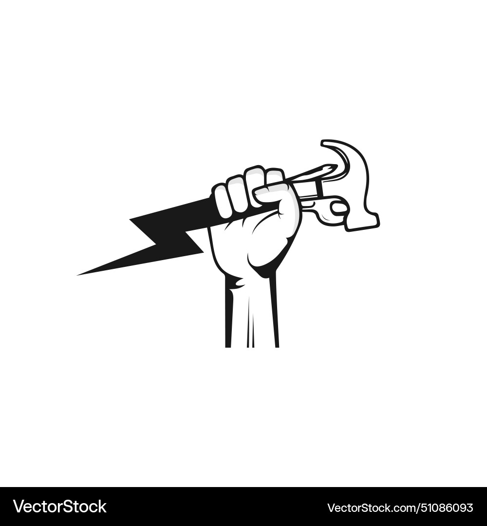 Fist holding a lightning bolt with tools Vector Image