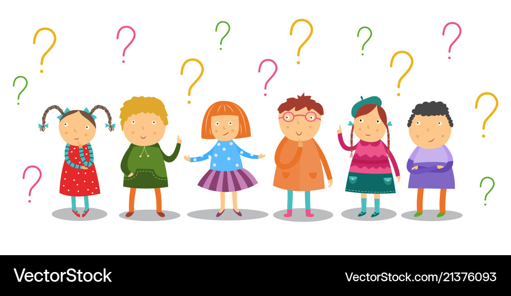 Kids Contemplating Questions Royalty Free Vector Image