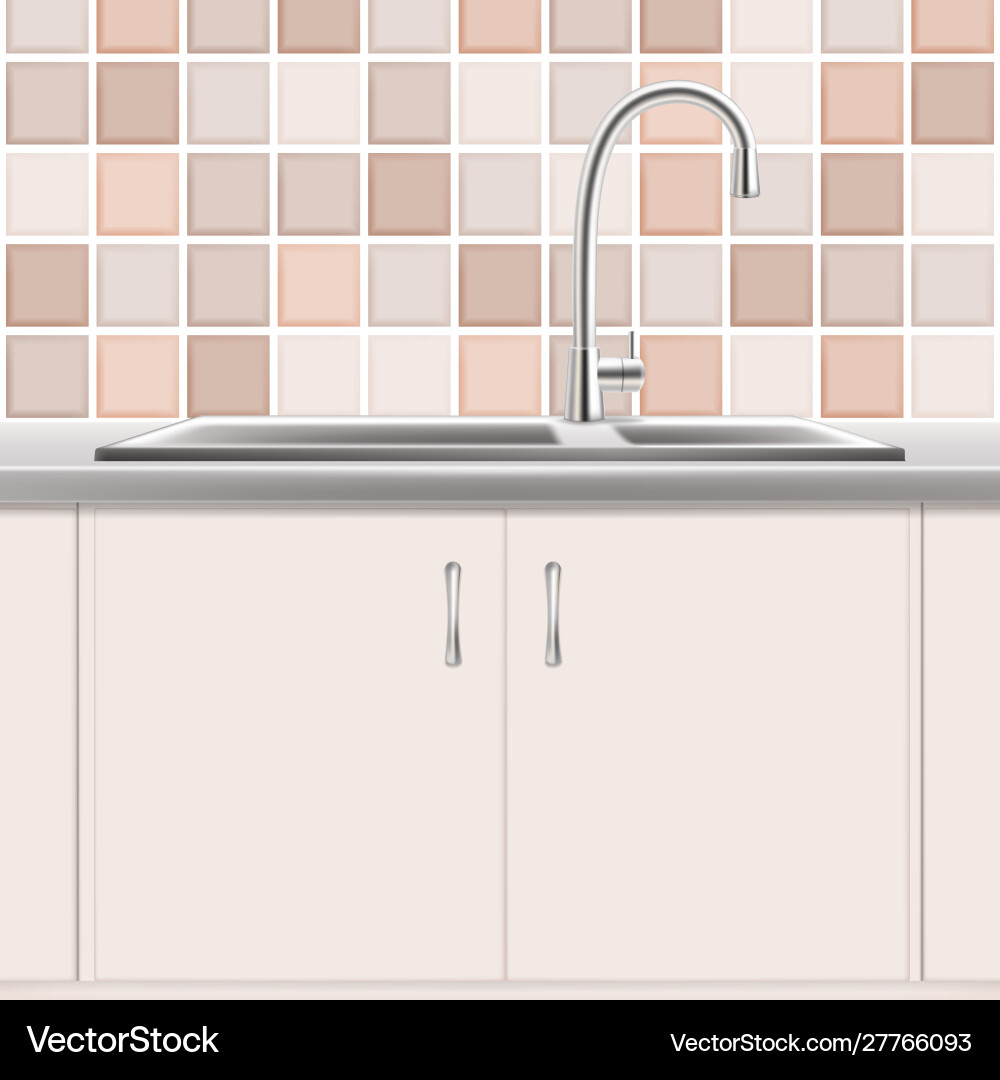 Kitchen sink plumbing product realistic Royalty Free Vector