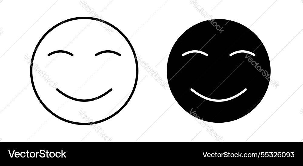 Smile icons pack in black flat and strokes Vector Image