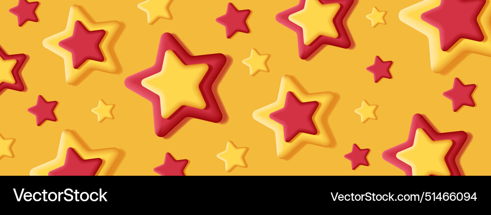 3d yellow and red stars on backdrop holiday Vector Image