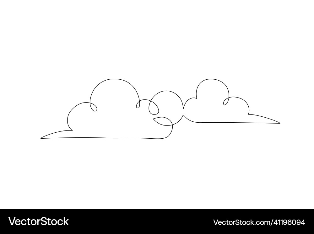 Abstract sun and clouds continuous line art Vector Image