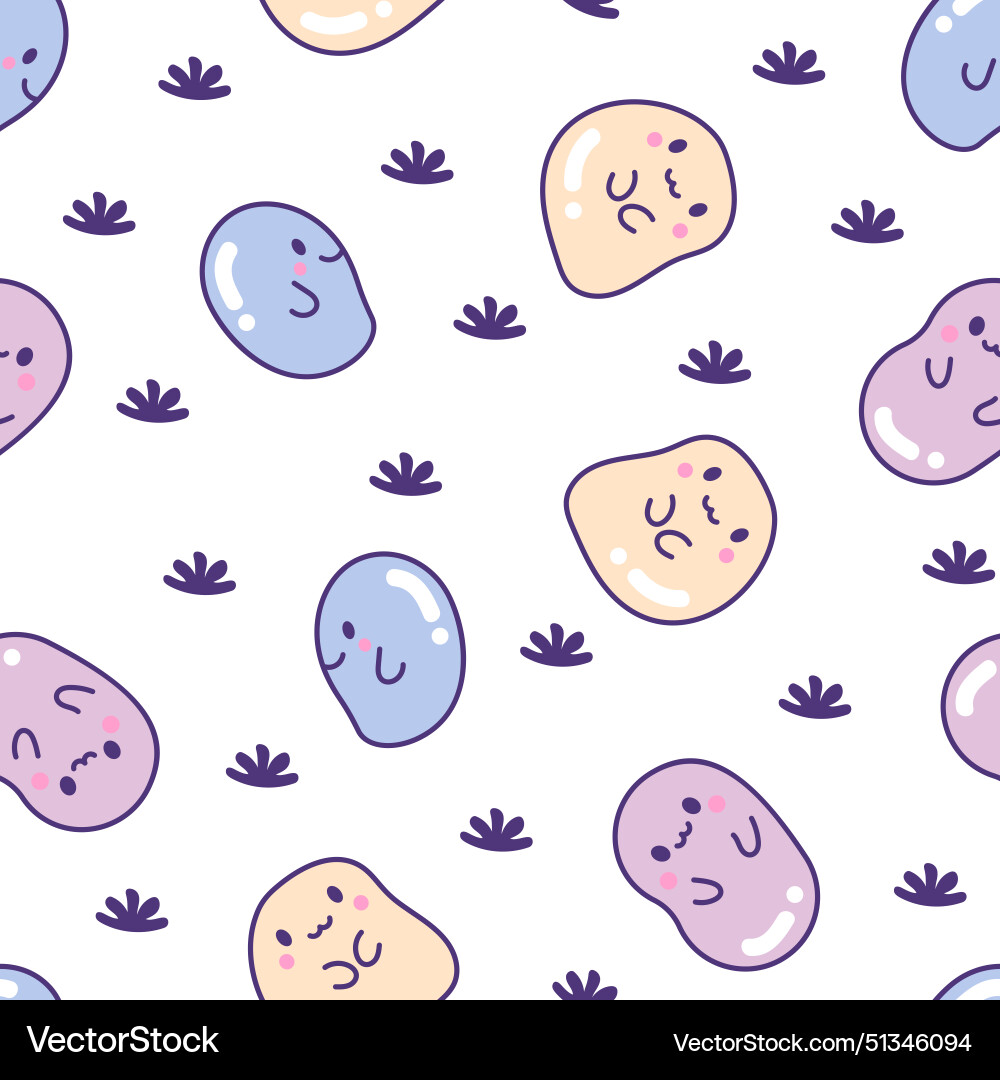 Cute kawaii tapioca pearls seamless pattern Vector Image