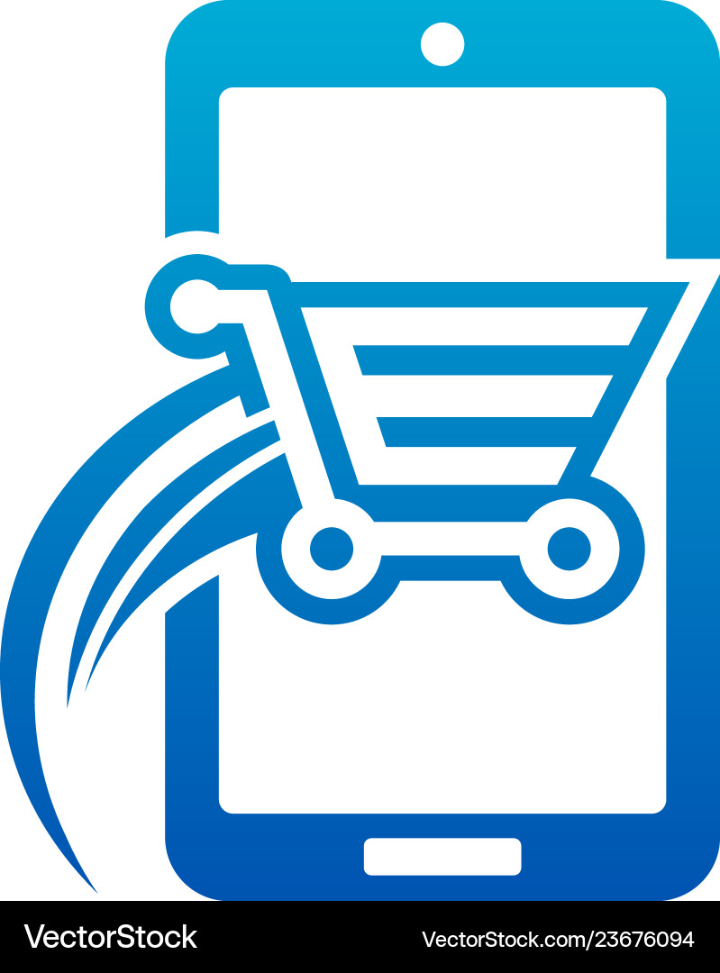 Fast shopping cart smart mobile icon Royalty Free Vector