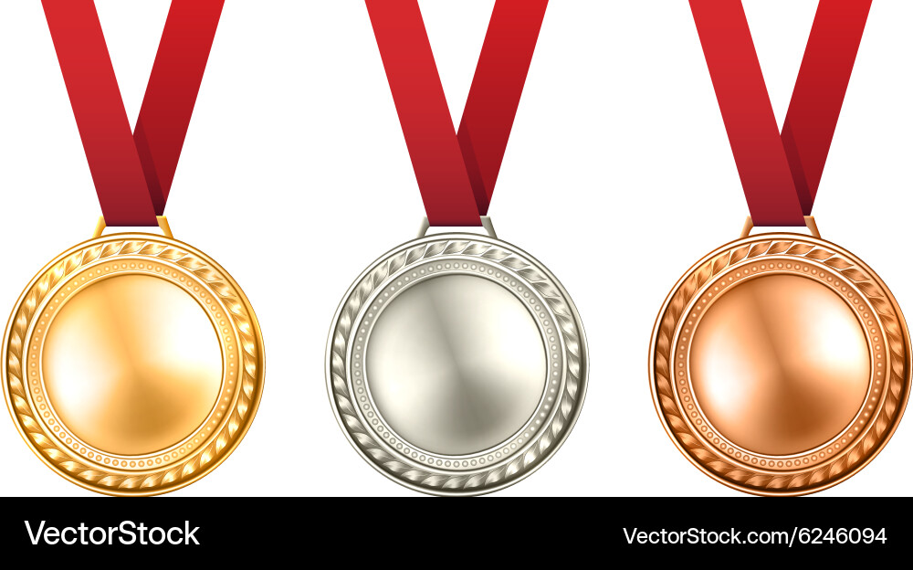 Gold Silver Bronze Medals Royalty Free Vector Image