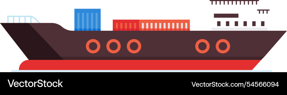 Large cargo ship carrying colorful shipping Vector Image