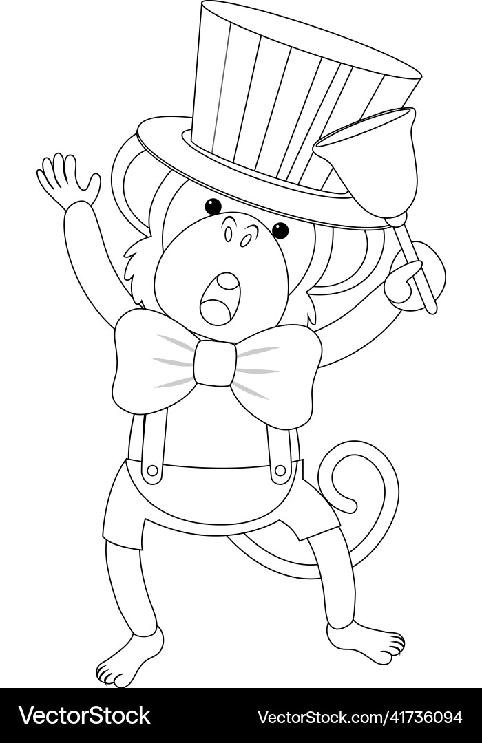 Monkey doodle outline for colouring Royalty Free Vector