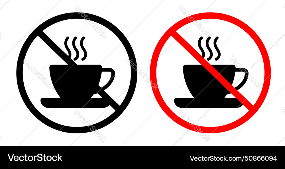 No coffee cup sign icon set prohibition Royalty Free Vector