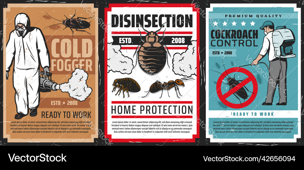 Pest control posters cockroach Royalty Free Vector Image