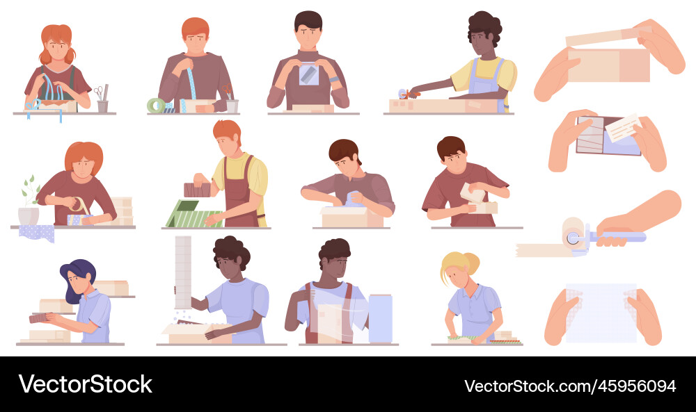 Product packaging flat compositions Royalty Free Vector